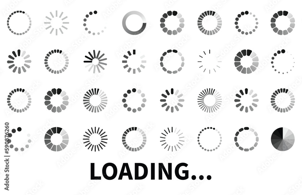 Preloader Icon Set - Vector Collection of Loading Progress Round Bars ...