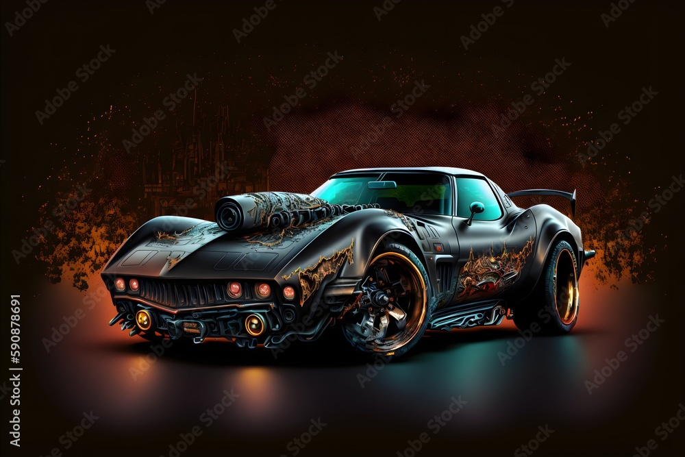 1976 Corvette metallic black with skull in paint work with racing ...