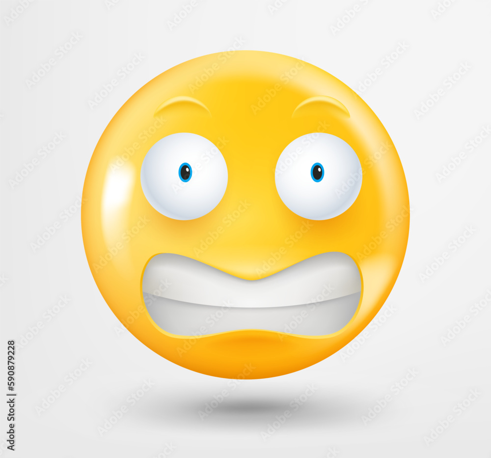 Panic emoticon 3d vector. Emoji isolated on white background เวกเตอร์ ...