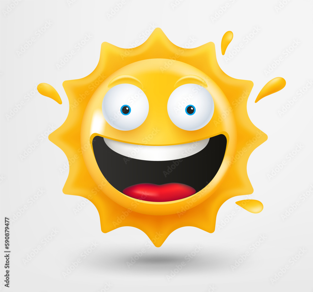 Laughing sun emoticon with sunglasses. 3d vector emoji isolated on ...