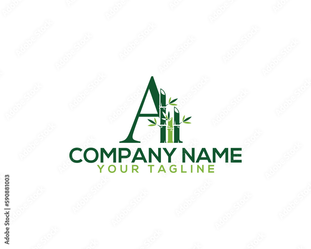 Abstract letter A bamboo tree logo design. Unique bamboo tree natural ...