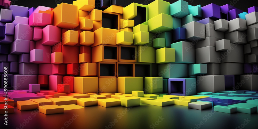 Colorful 3D Cube blocks for background and Wallpapers | Generative Art ...