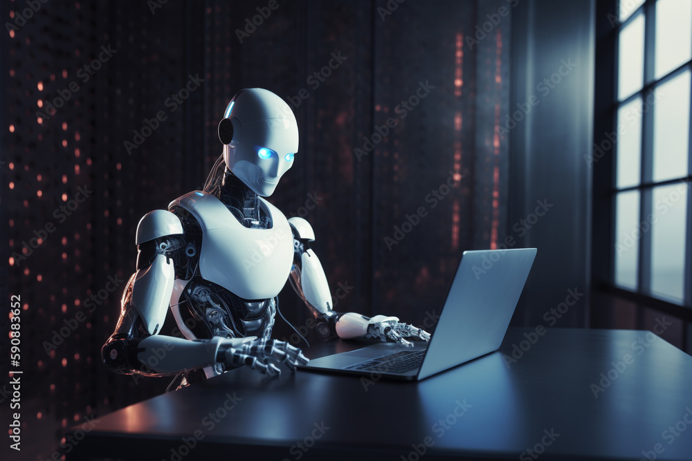 Advanced Artificial Intelligence Robot Using A Laptop For Its Work ...