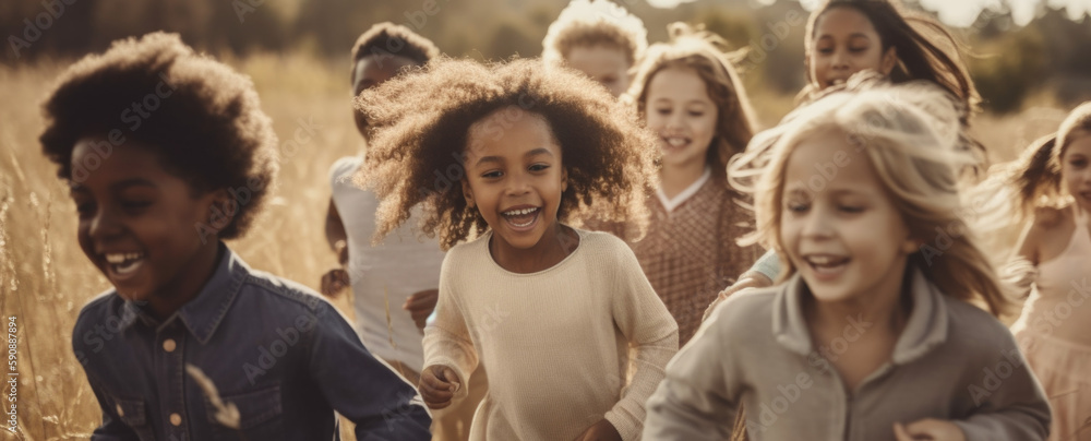 Joyful Racial Diversity: A Group of Ethnically Diverse Young Kids ...