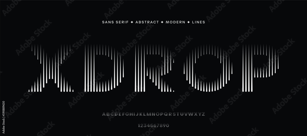 Modern Alphabet Typeface with Vertical Line Pattern Stock Vector ...
