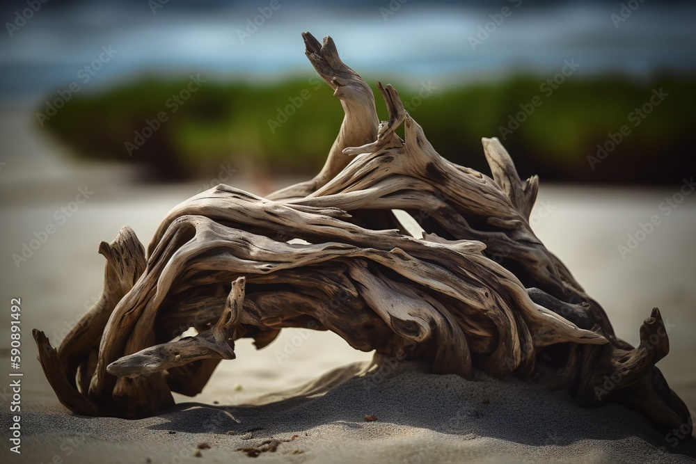 Beach Landscape A driftwood sculpture created by the forces of nature ...