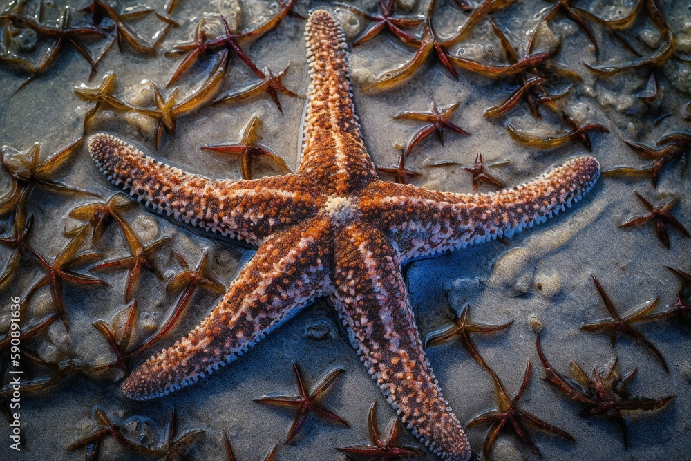 Beach Landscape The intricate pattern of a starfish washed up on the ...