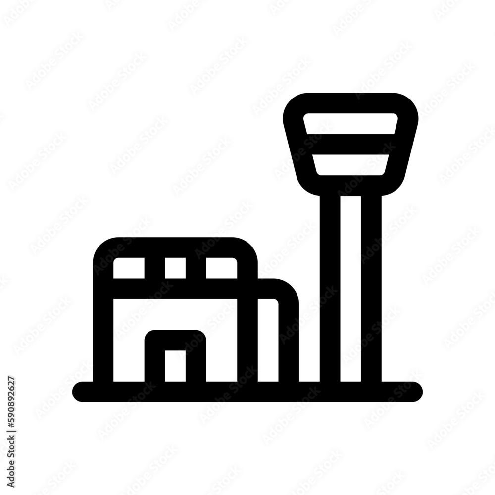 Editable airport, air traffic control building vector icon. Part of a ...