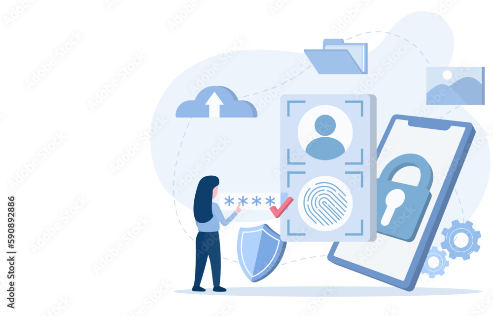 Security concept and security technology. Protect personal details ...