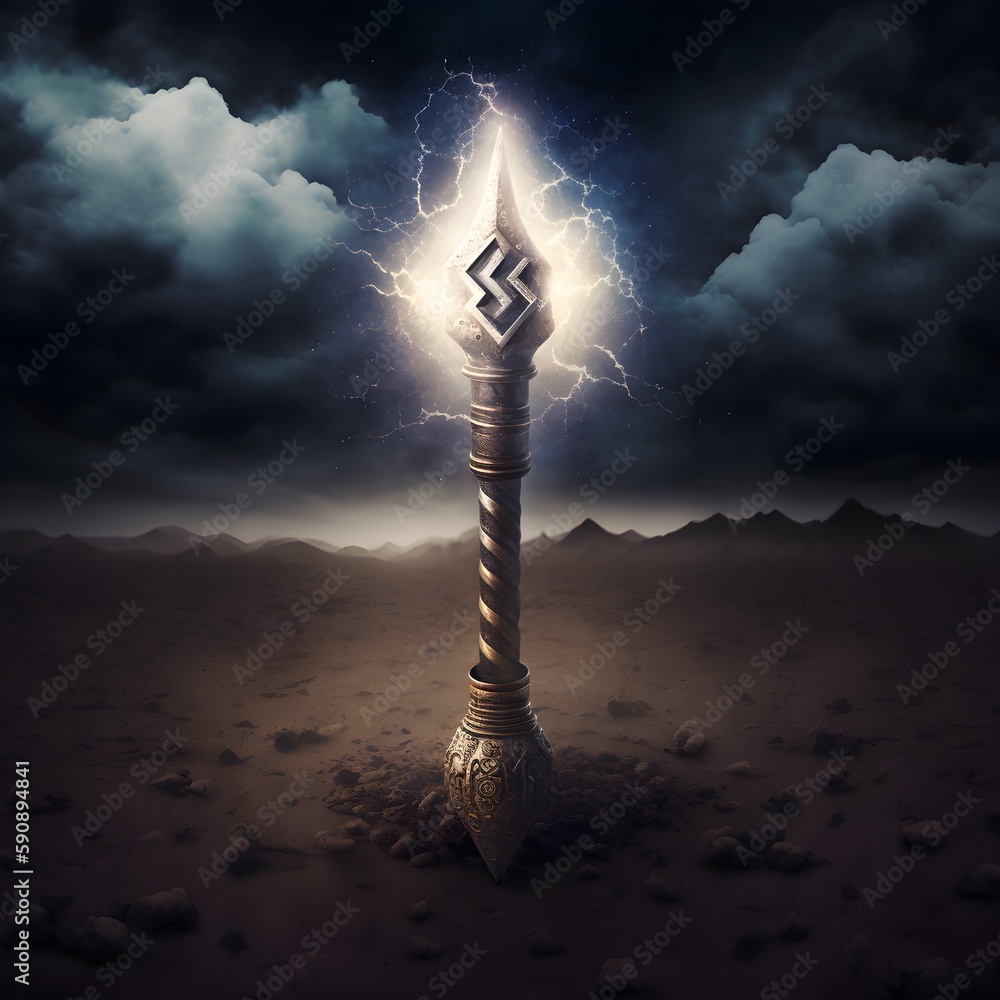 full perspective sinister dark magic wizard ivory staff glowing cloudy ...