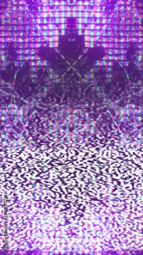 Vertical video. Futuristic glitch. Static noise. Signal distortion ...