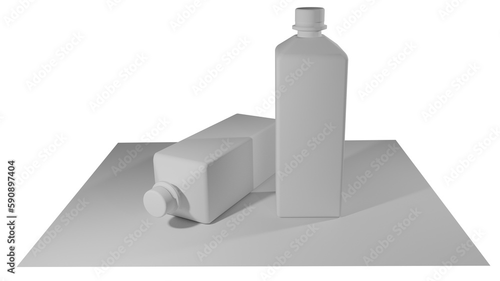 white bottle bottles white transparent 3D blender example render model ...