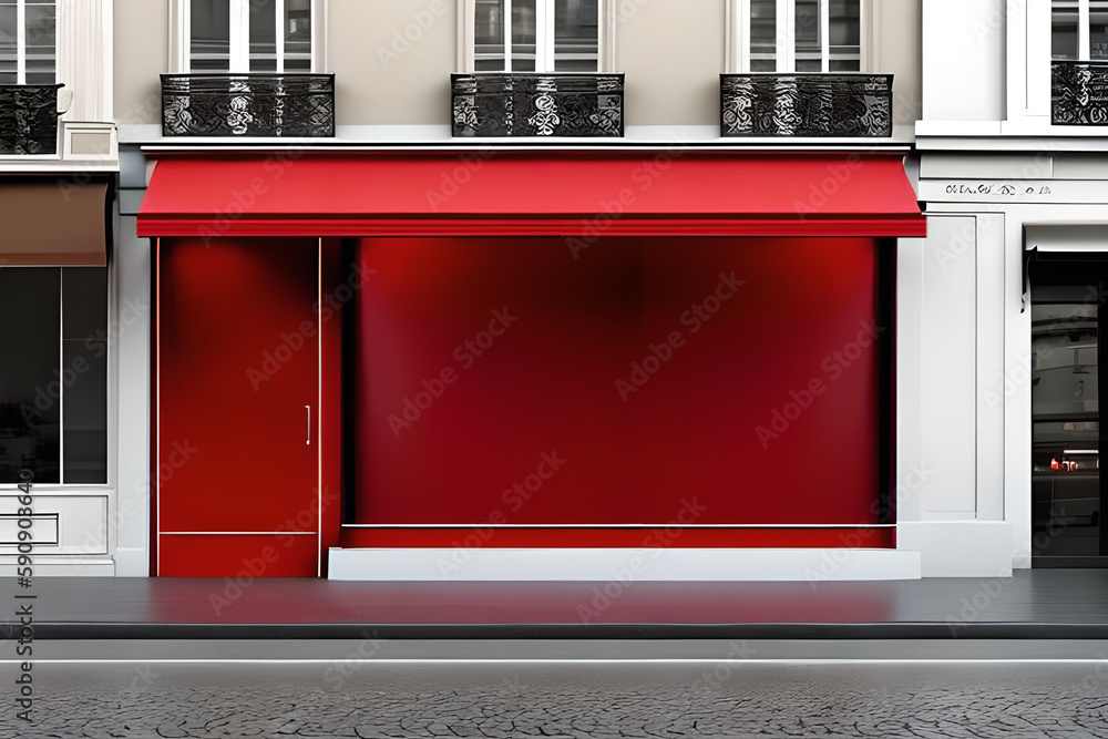AI generated render of a red storefront template , commercial marketing ...