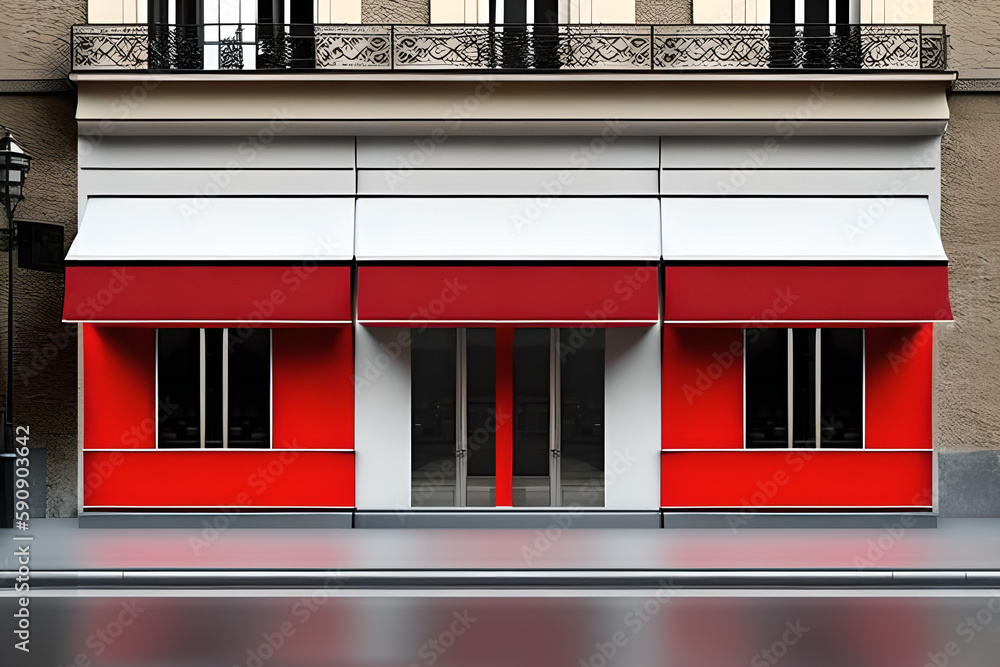 AI generated render of a red storefront template , commercial marketing ...