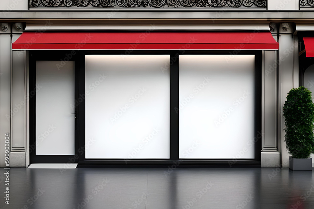 AI generated render of a red storefront template , commercial marketing ...