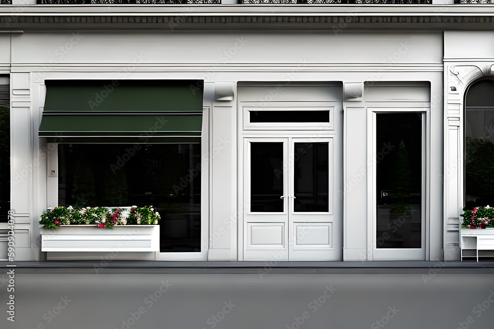 AI generated render of a storefront facade template , commercial ...