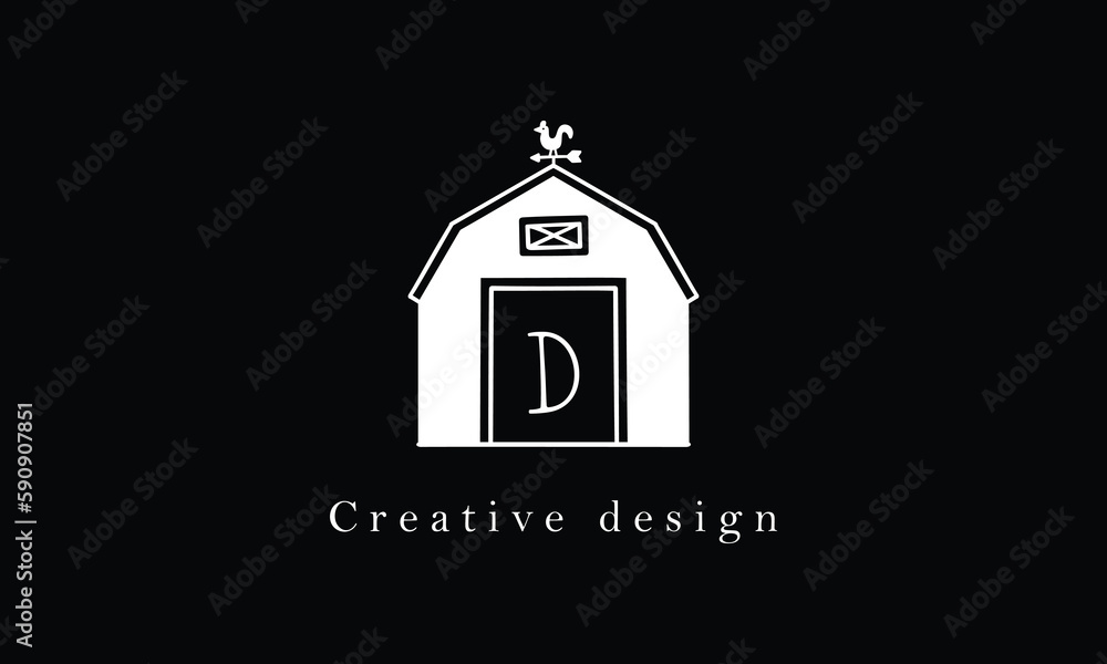 D letter Decorative house logo design concept. Real estate logo ...