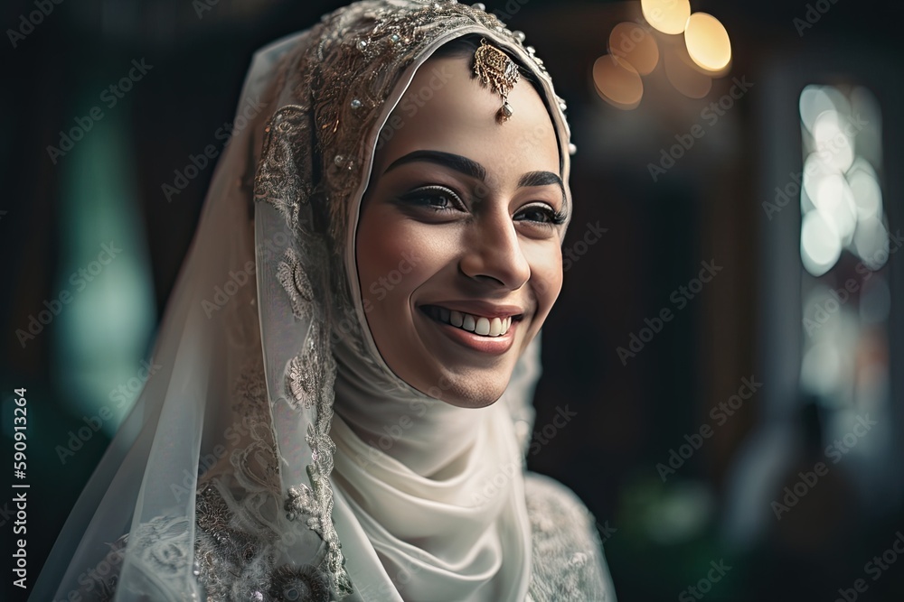 Muslim bride in traditional wedding dress, ai generative Stock ...