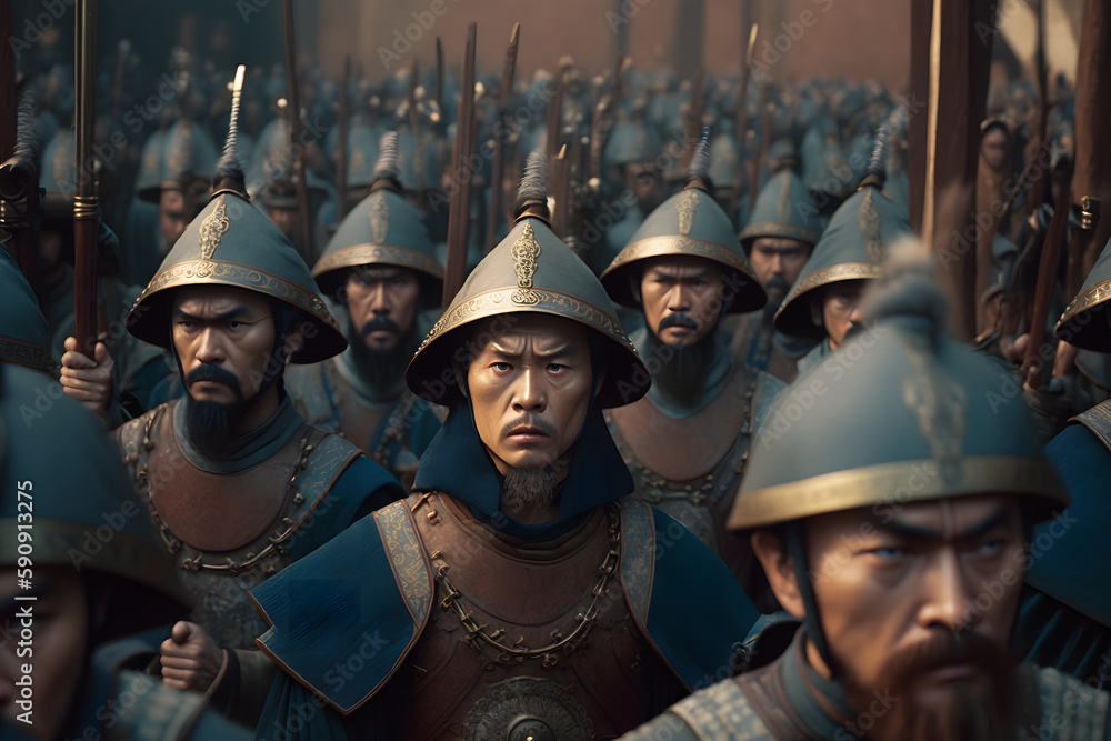 ancient chinese army. Neural network AI generated art Stock ...
