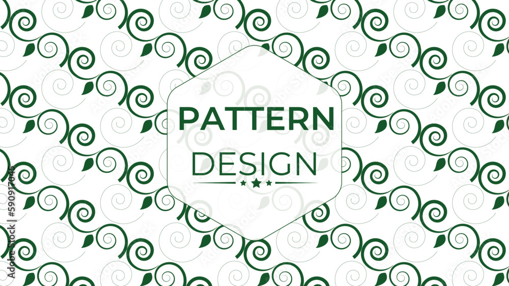 Modern floral pattern design vector template, green color, stylish ...