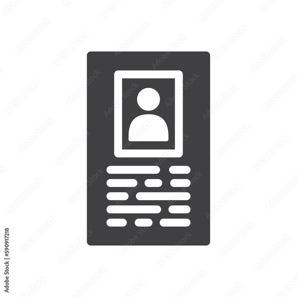 ID card vector icon. Identification card flat sign design. ID card ...