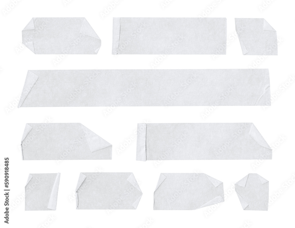 Collection of adhesive tape pieces on transparent background, isolated ...