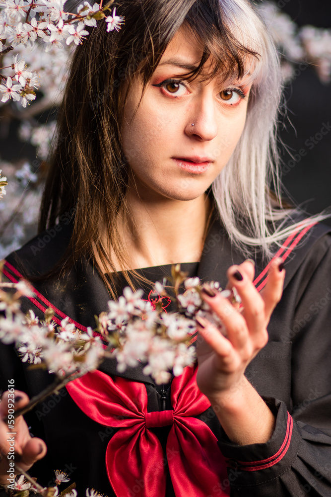 hispanic lolita with japanese school cosplay uniform witth beautiful ...