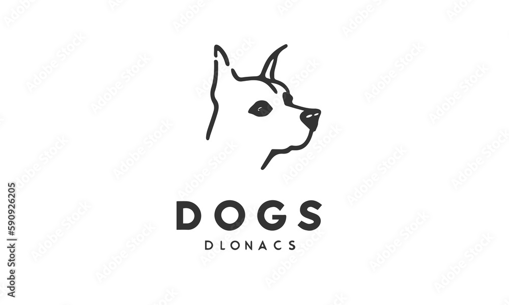 vector of a minimal dog head on white background, Pet. Animals. Stock ...