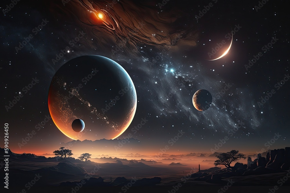 celestial phenomenon showing multiple planets visible in the night sky ...