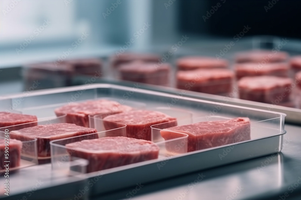 Meat sample in open disposable plastic cell culture dish Generative AI ...