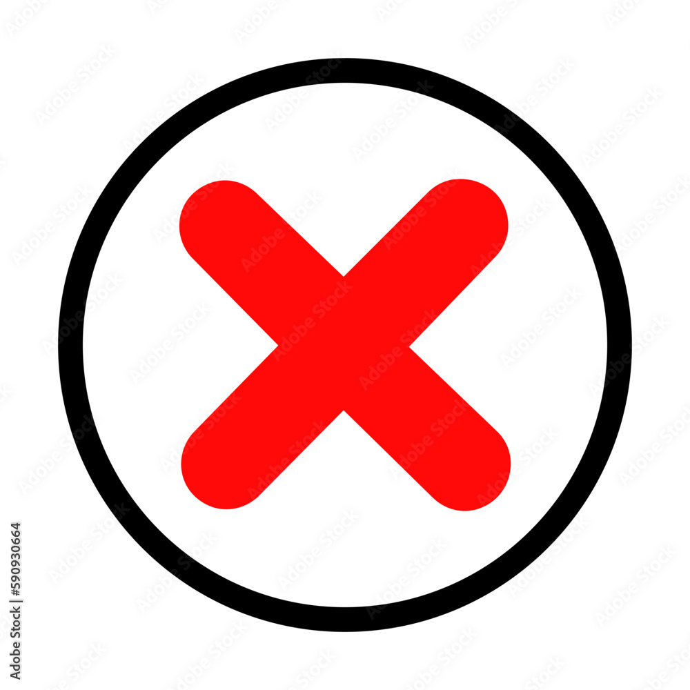 Checklist red simple vector icon. Put a red cross in the circle of the ...