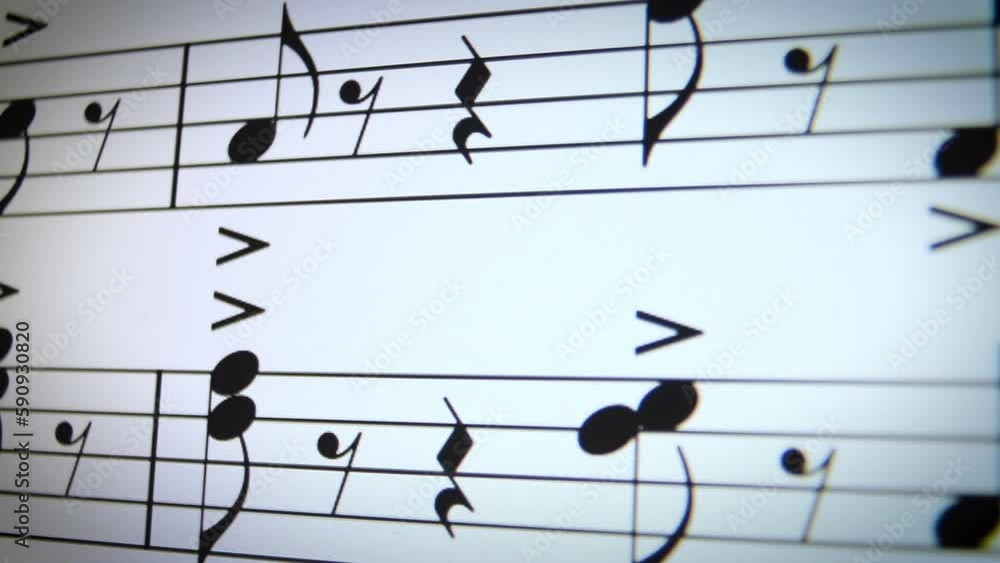 Vidéo Stock Shot of a monitor computer screen with note music sheet. A ...
