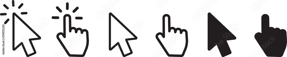 Computer mouse click cursor arrow icons set and loading icons. Png ...