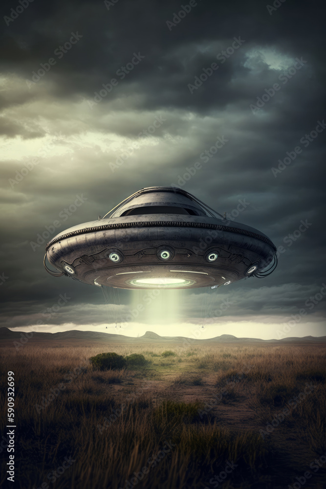 Nave espacial alienígena en la tierra, ovni abducción alíen, platillo ...