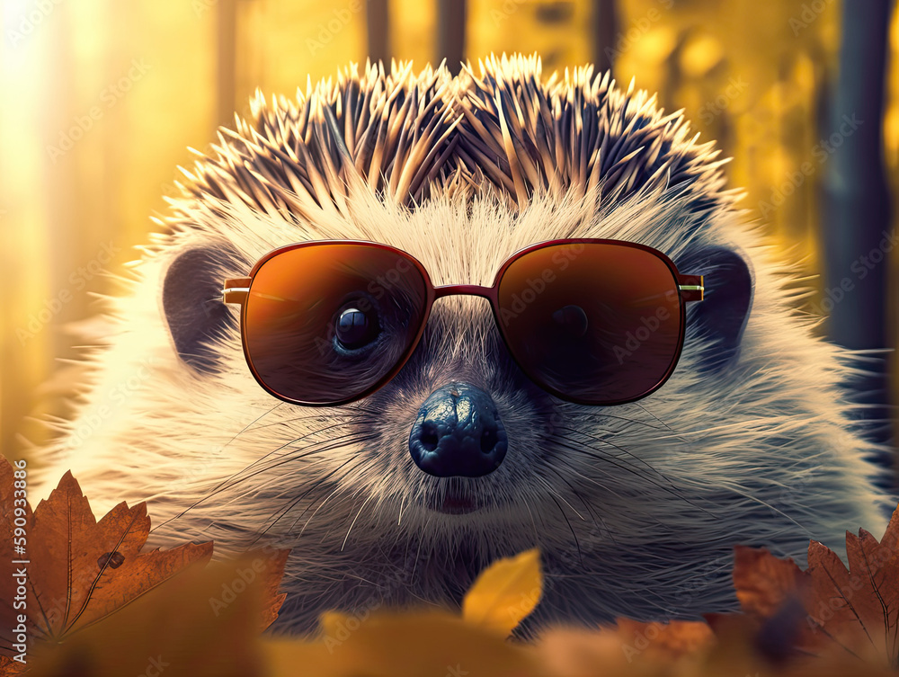 Hip Hedgehog with Shades: Stylish Prickly Animal Wearing Sunglasses in ...