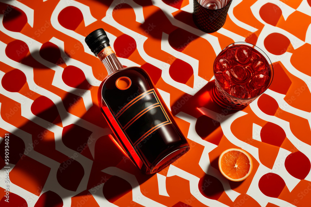 Mockup botella marca de lujo alcohol, etiqueta en blanco bebida, ron ...