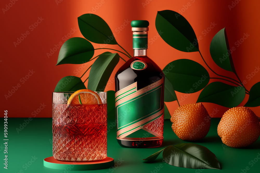 Mockup botella marca de lujo alcohol, etiqueta en blanco bebida, ron ...