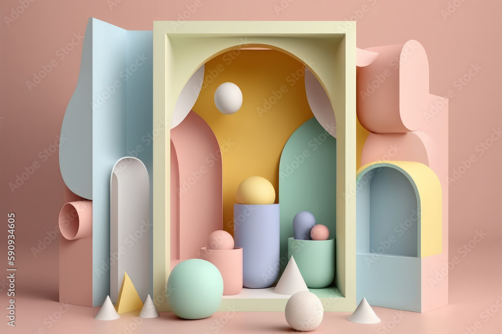 Fondo abstracto aesthetic de formas geométricas 3d, espacio para ...