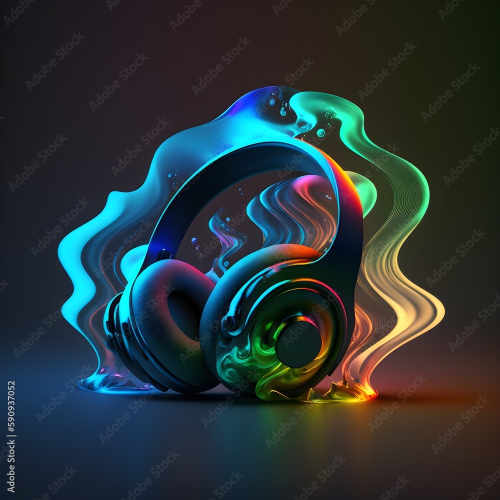 swirling minimalism hallucination rainbow headphones shapes light ...