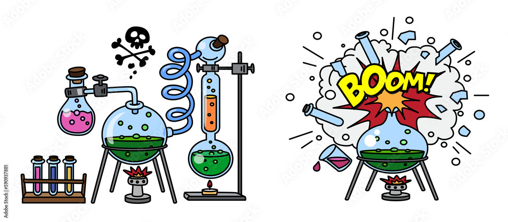 chemical laboratory cartoon Stock Illustration | Adobe Stock