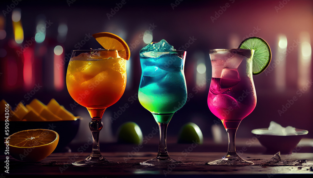 Coctails drinks on the bar realistic. AI generated Stock Illustration ...