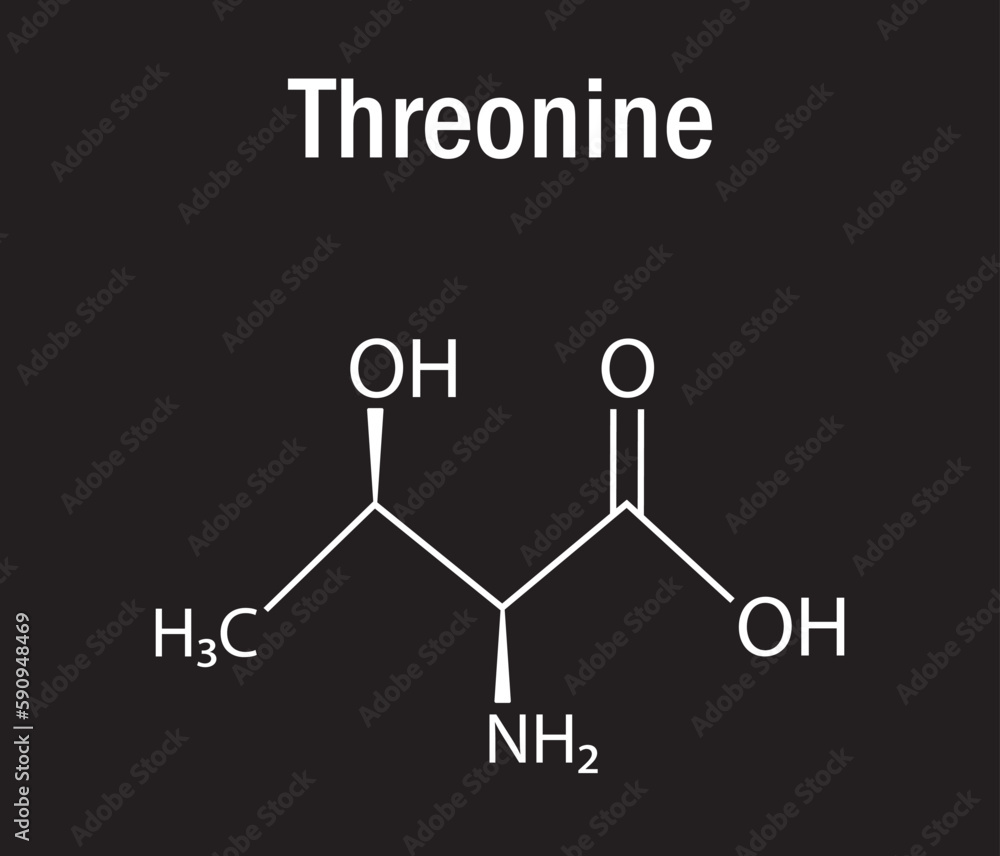 Threonine amino acid formula and structure. Chemical molecular formula ...