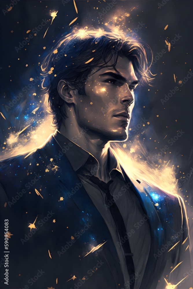 A full body portrait of Ian Somerhalder with a meteor shower in the ...