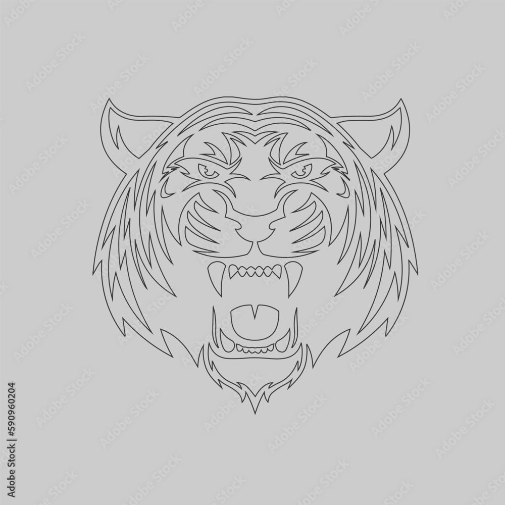 Line art tiger face Vector Design Stock Vector | Adobe Stock