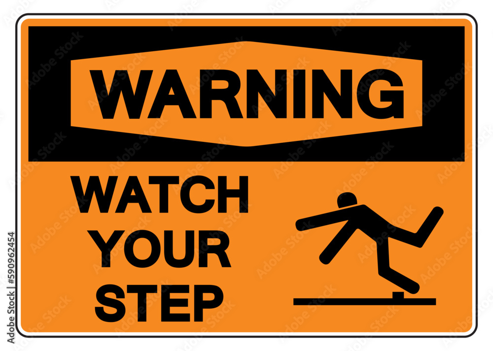 Warning Watch Your Step Symbol Sign,Vector Illustration, Isolate On ...