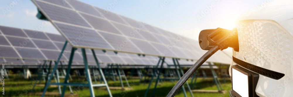 Electric vehicles charge clean and eco-friendly energy to reduce CO2 ...