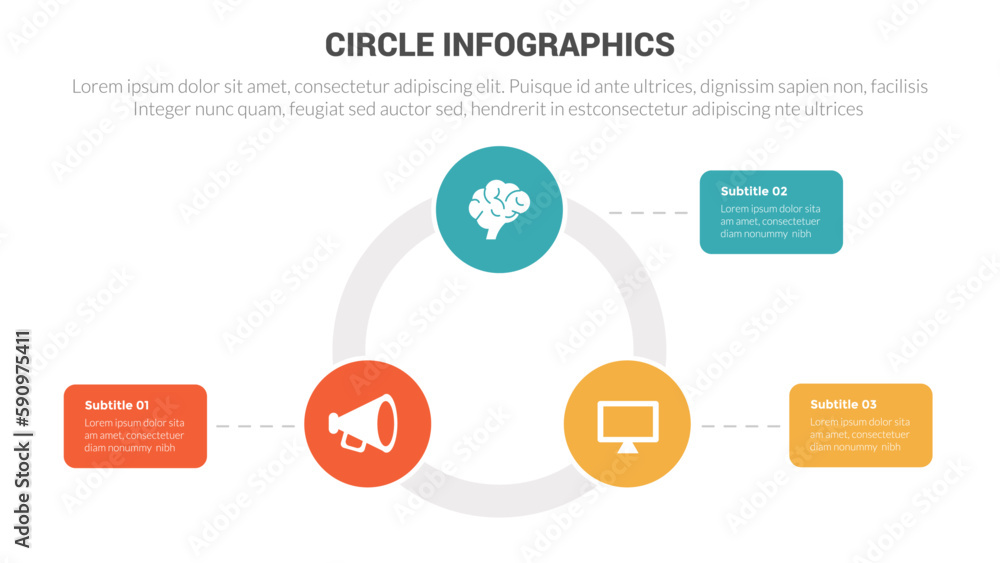 circle base infographics template diagram banner with circle center and ...