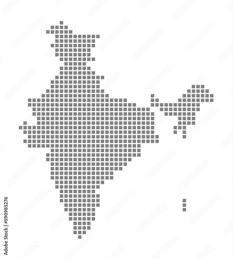 Pixel map of India. dotted map of India isolated on white background ...