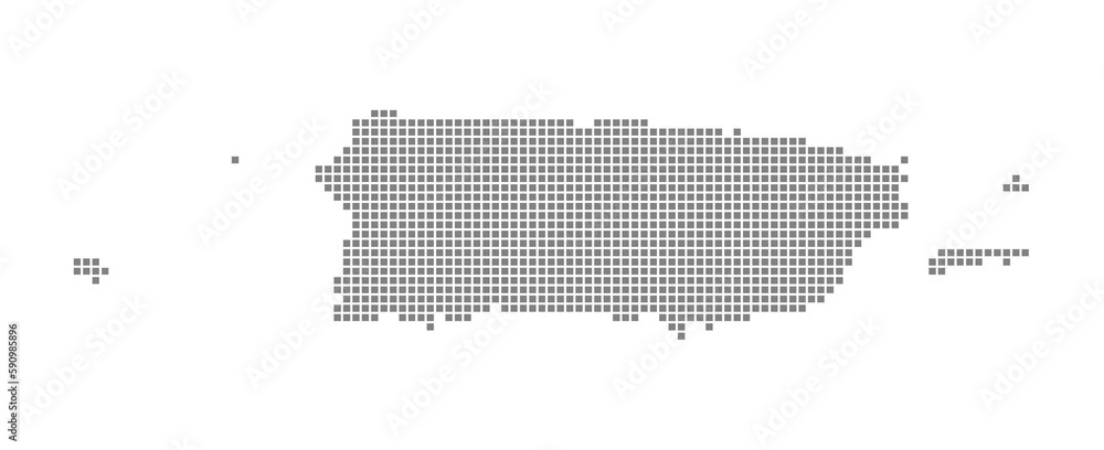 Pixel map of Puerto Rico. dotted map of Puerto Rico isolated on white ...