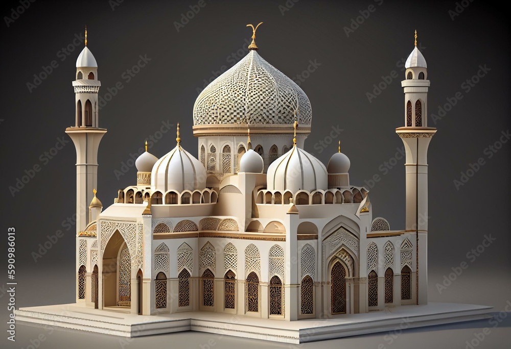 Mosque building realistic 3d design isolated with transparent ...